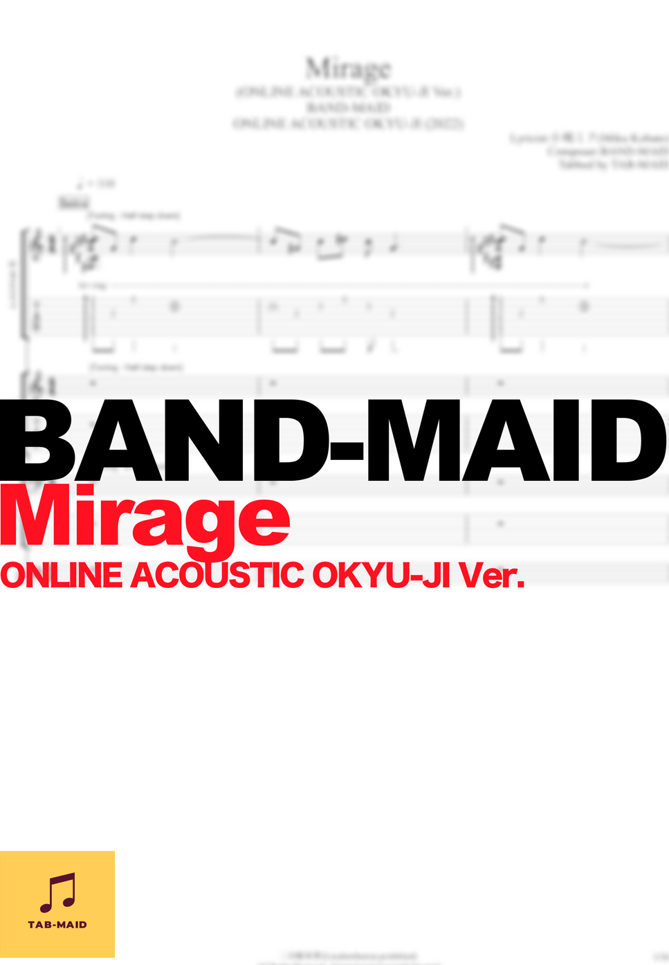 BAND-MAID - Mirage (ONLINE ACOUSTIC OKYU-JI Ver.) (TAB / タブ譜 / バンドスコア ...