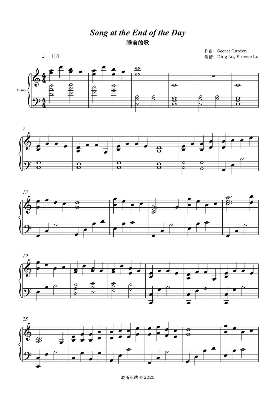 Secret Garden - Song at the End of the Day Blad by Lingting