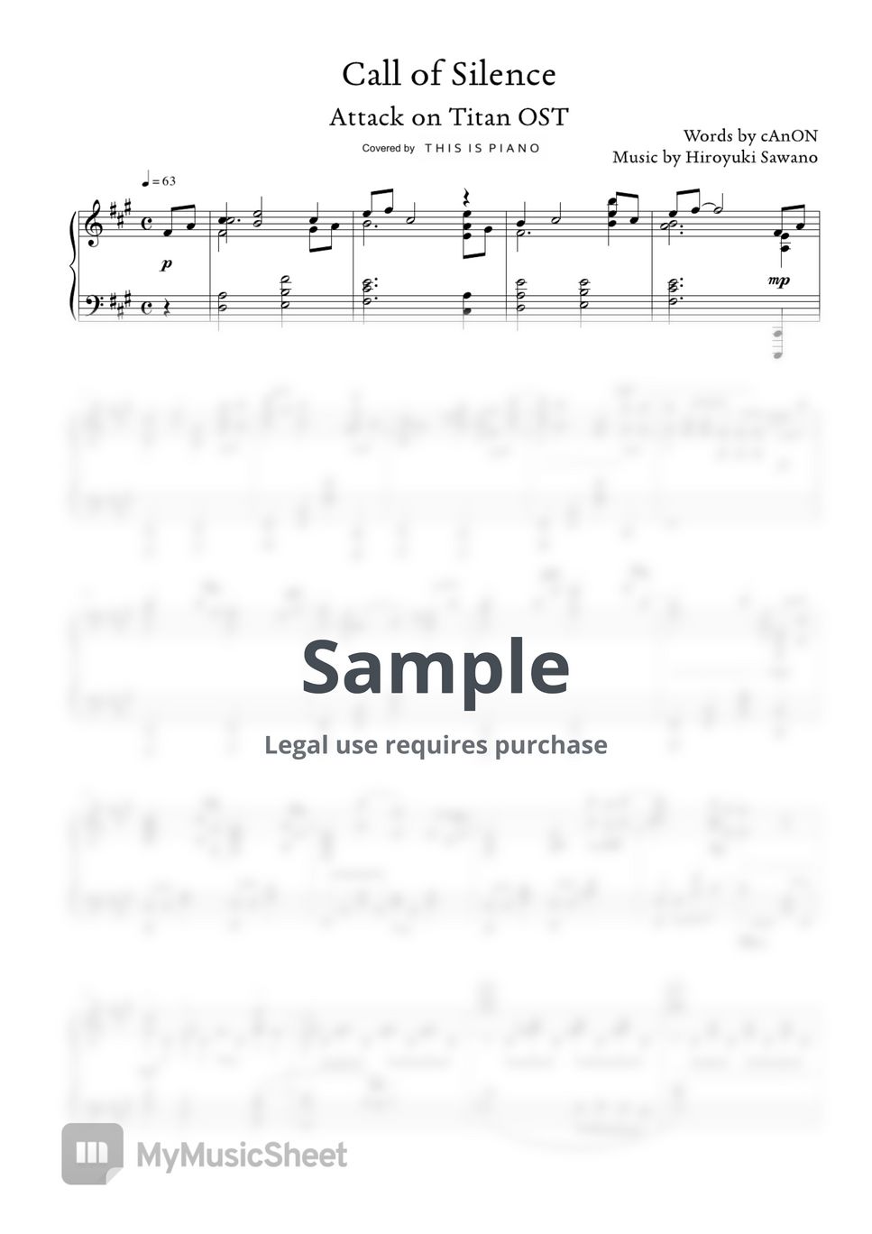 Hiroyuki Sawano - Call of Silence (Attack on Titan OST) Sheet Music by THIS IS PIANO