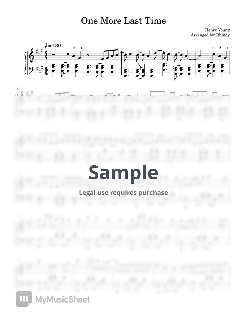 Henry Young - One More Last Time Sheets by Rhindy