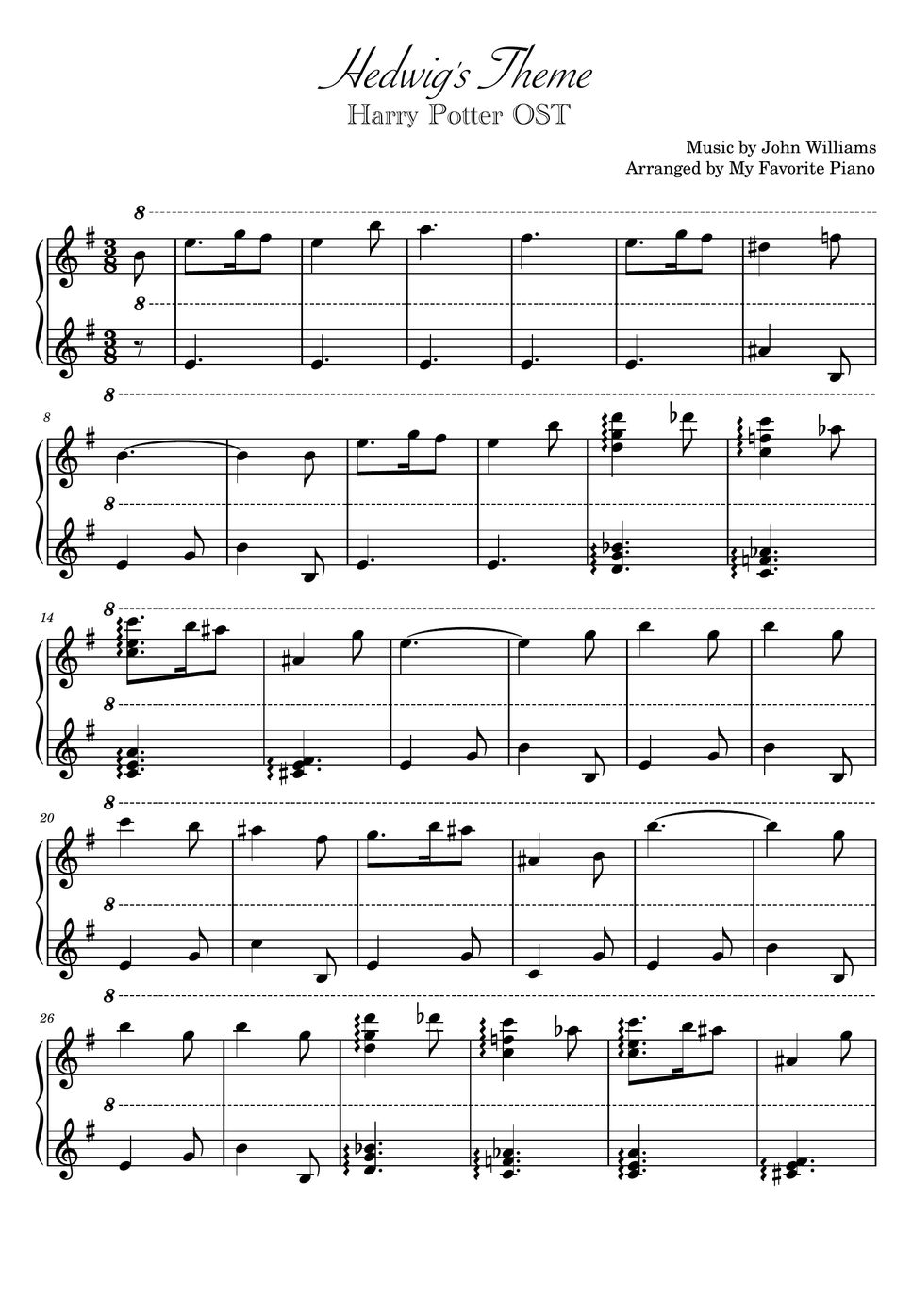 Harry Potter OST - Hedwig's Theme Notenblatt by My Favorite Piano