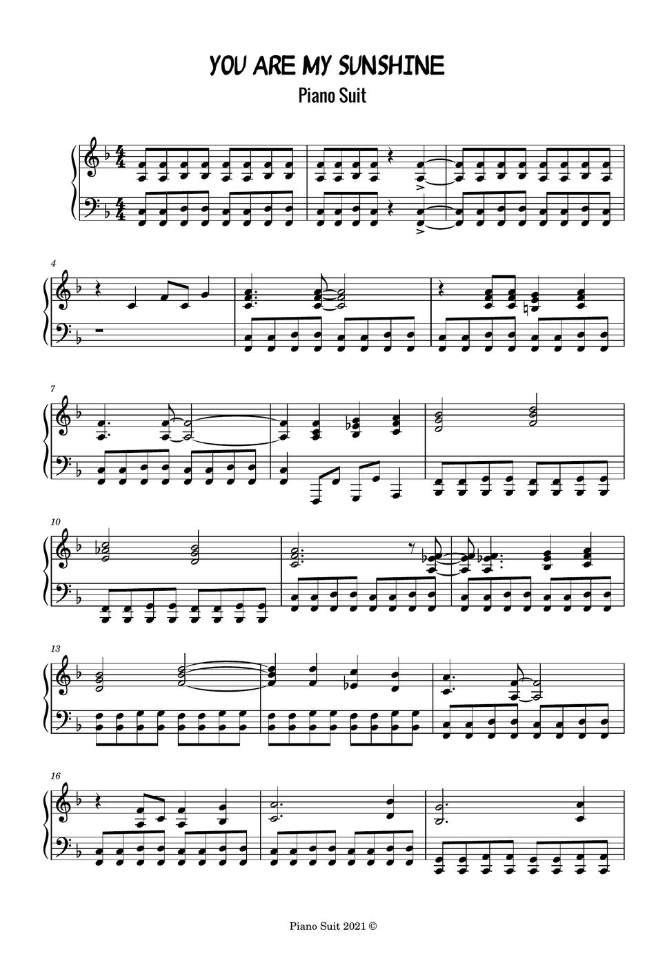 Jimmie Davis and Charles Mitchell - You are my sunshine Hoja by Piano Suit