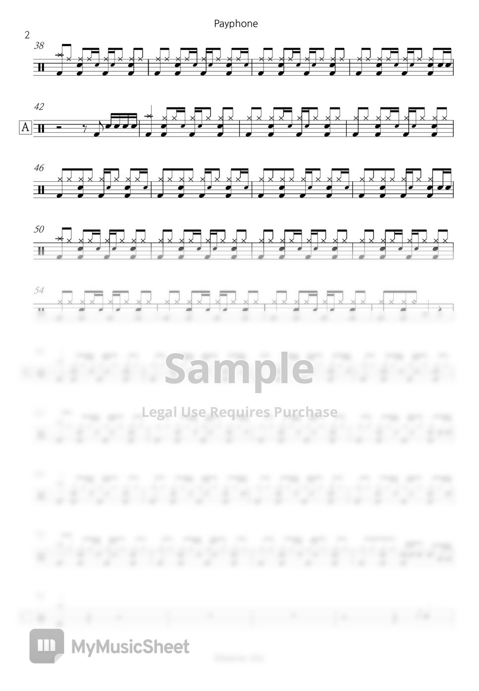 Maroon 5 - Payphone (Drums) Notenblatt by DrumCore