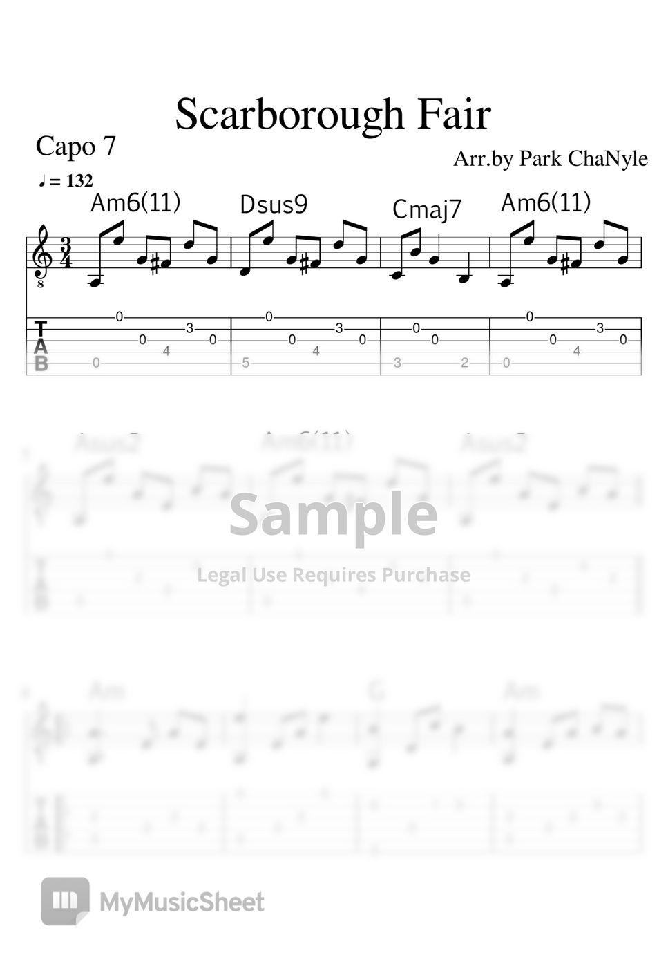 Simon & Garfunkel - Scarborough Fair (Acoustic Fingerstyle Guitar) Tab ...