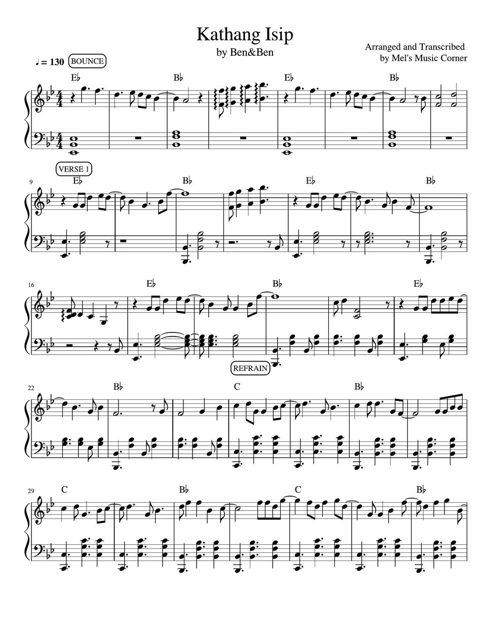 Ben&Ben - Kathang Isip (piano sheet music) Nuty by Mel's Music Corner