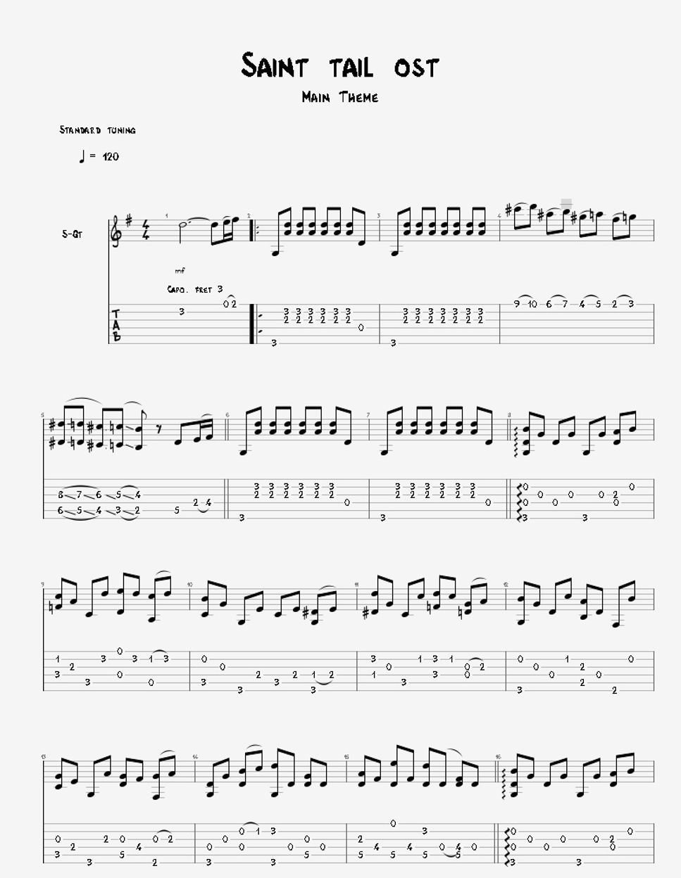 Saint tail ost Main Theme - Saint tail ost (Fingerstyle Guitar Tab ...