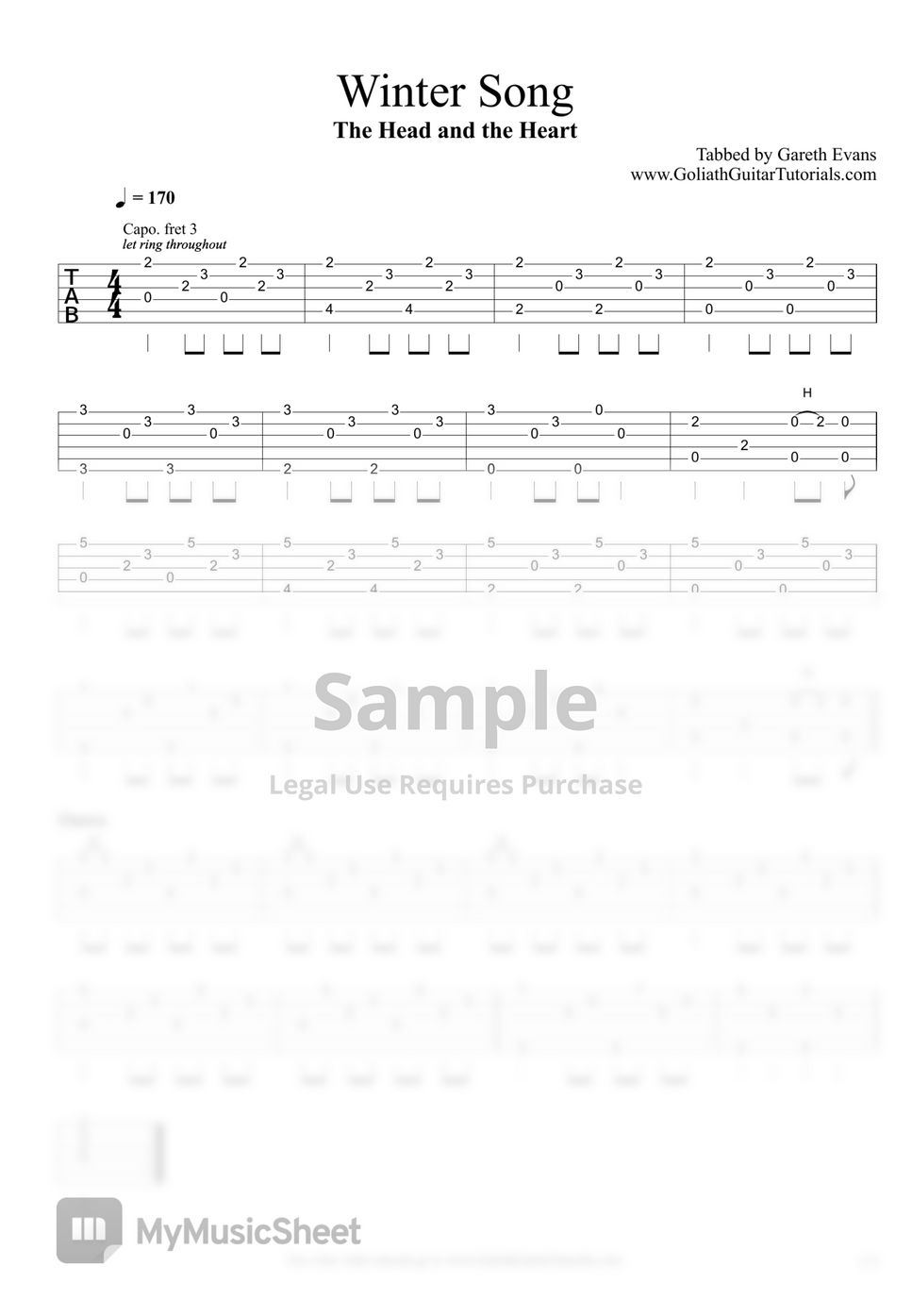 The Head And The Heart - Winter Song TAB by Goliath Guitar Tutorials
