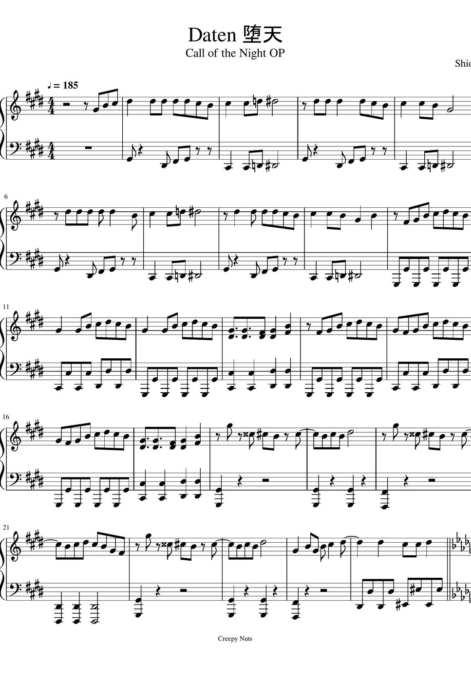 Creepy Nuts - Daten (Call of the Night / Yofukashi no Uta) Hoja by Shio