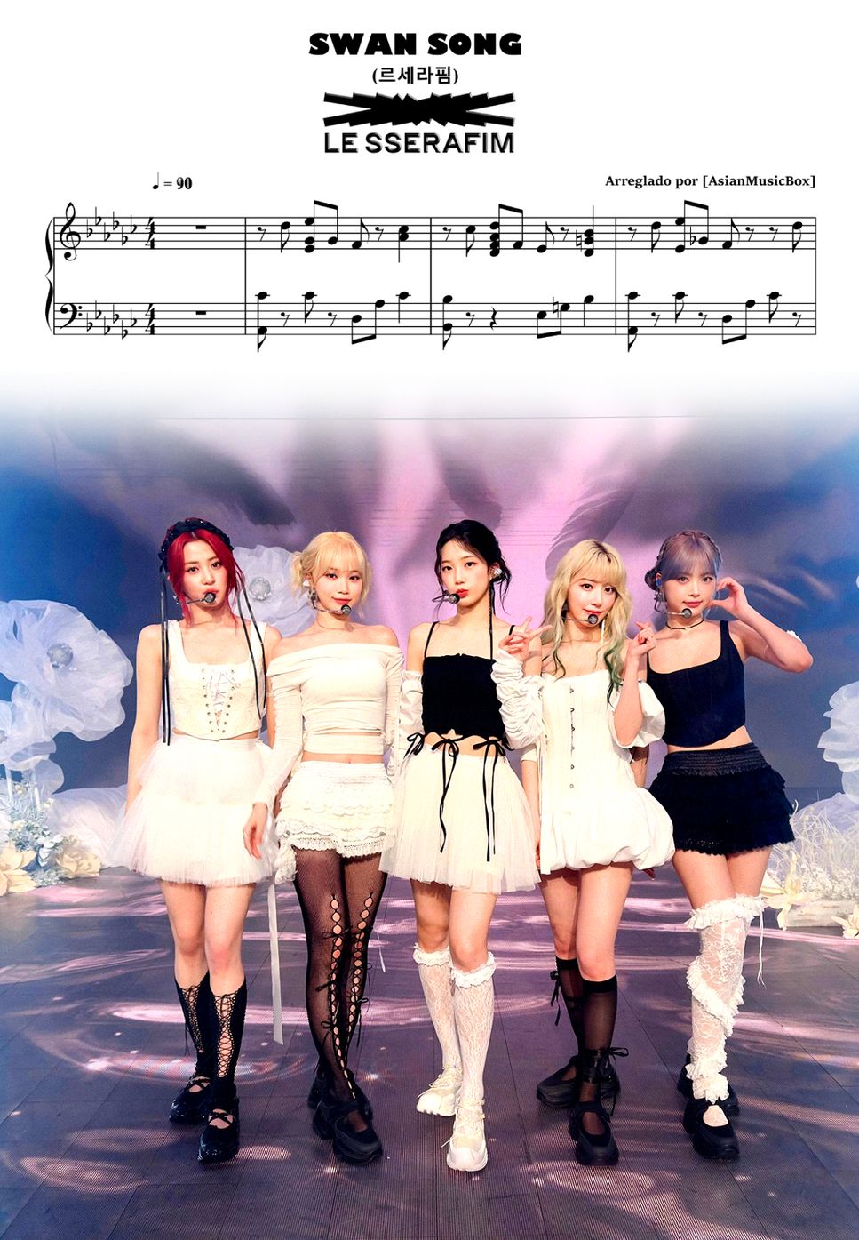 LE SSERAFIM - Swan Song (Sheet, MIDI, Drums & WAV) 악보 by AsianMusicBox