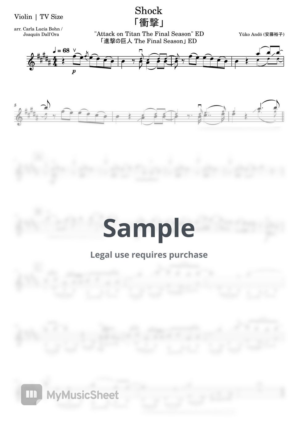 Yuko Ando - Shock (Shougeki) | "Attack on Titan The Final Season" ED Sheets by co-neko