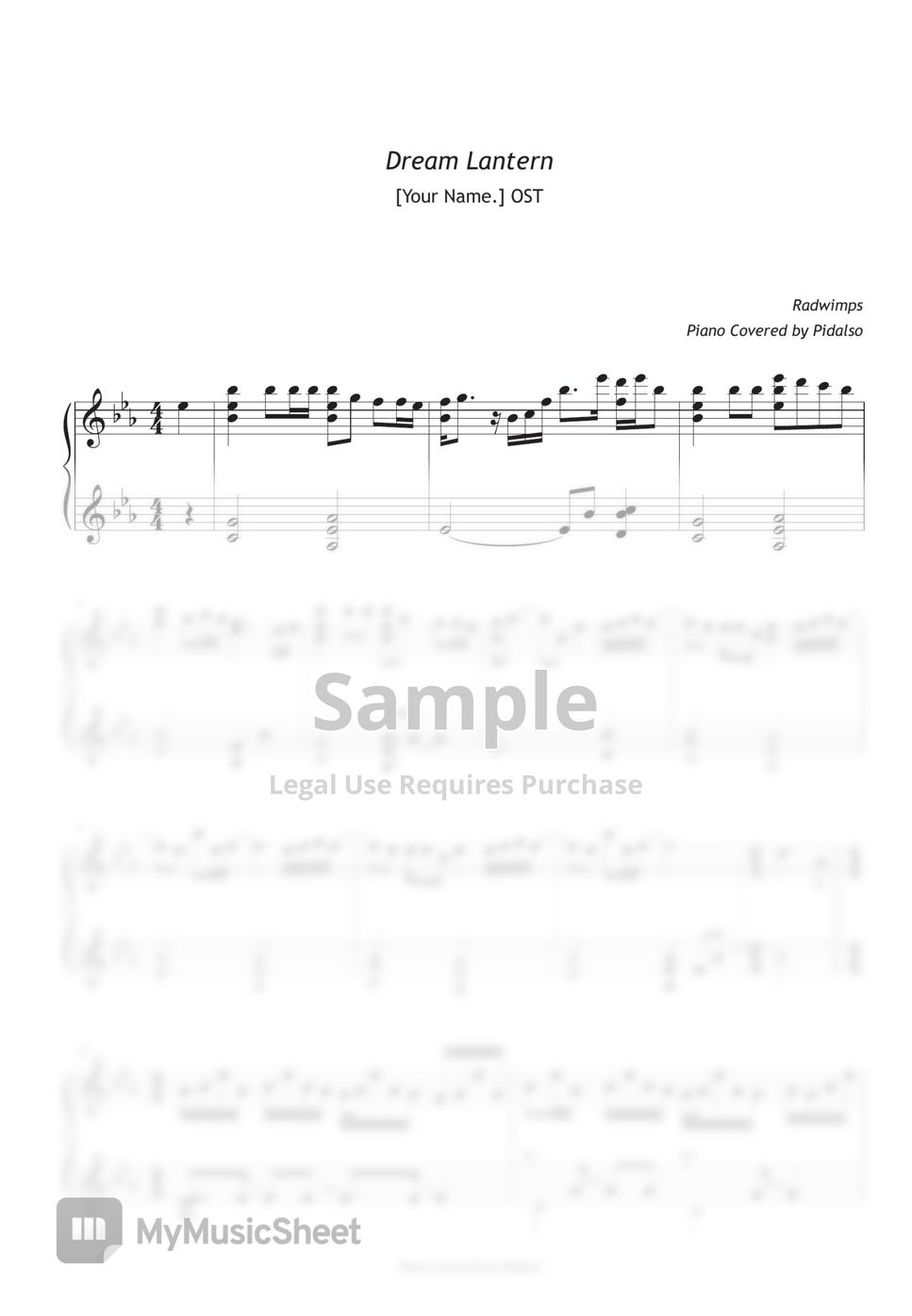 Radwimps - Dream Lantern (Your Name. OST) Hoja by 피달소 Pidalso