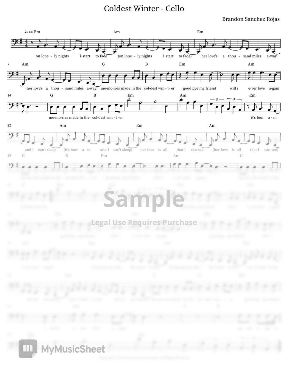 BSR - Coldest Winter - Cello Лист