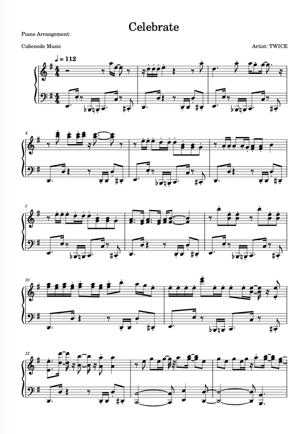 Twice - Celebrate Partitur by Cubenode Music