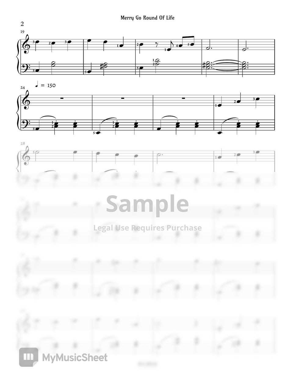 Joe Hisaishi [intermediate] Merry Go Round Of Life 人生のメリーゴーランド 인생의