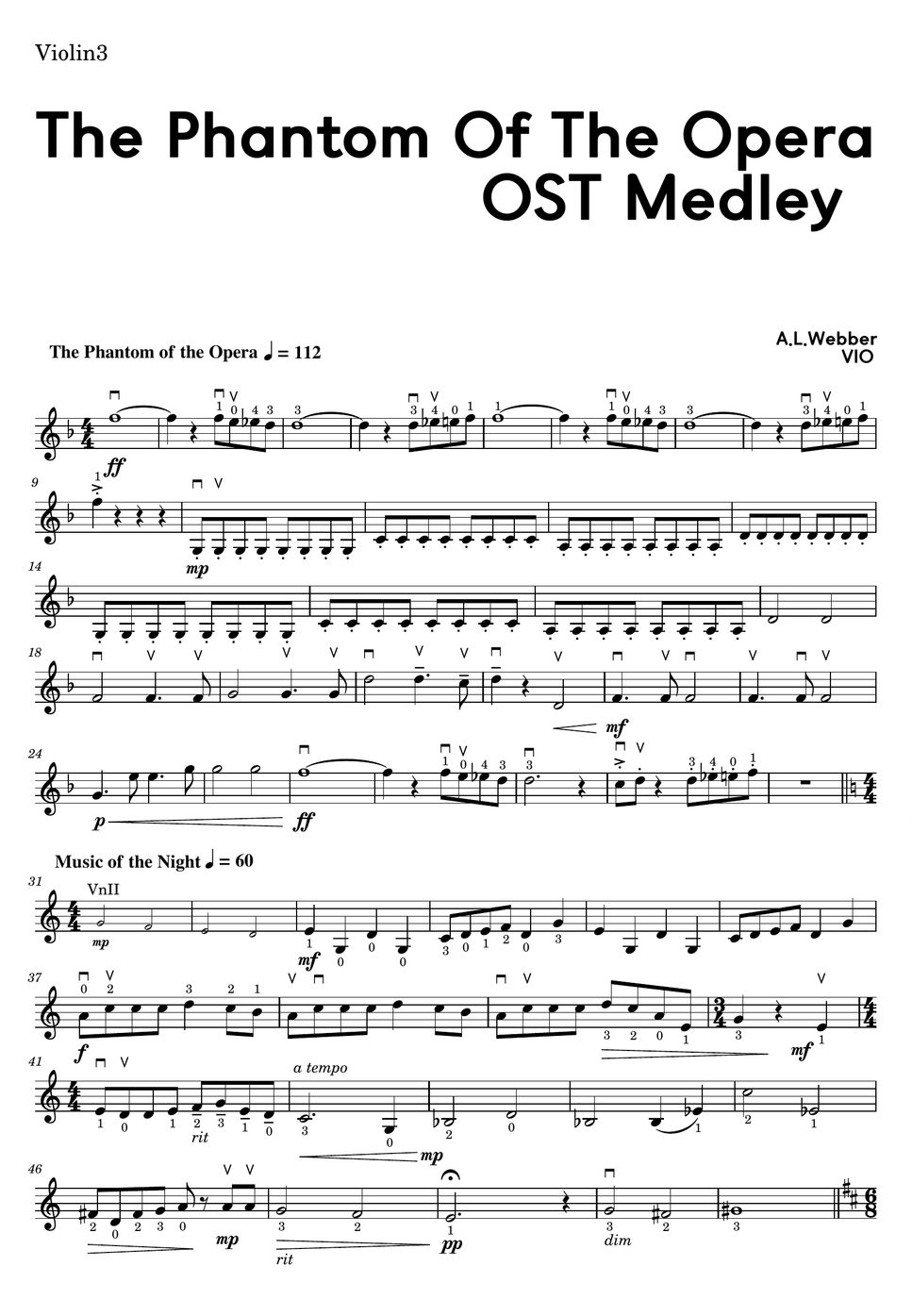 Andrew Lloyd Webber - The Phantom Of The Opera OST Medley (for 4 Violin ...