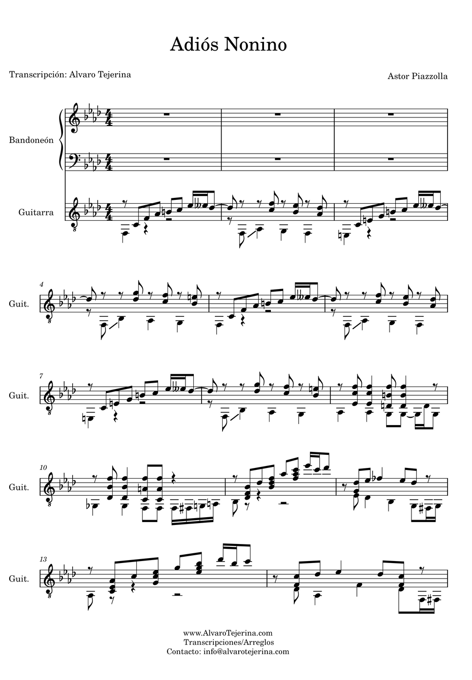 Astor Piazzolla - Adiós Nonino TAB | mymusic5