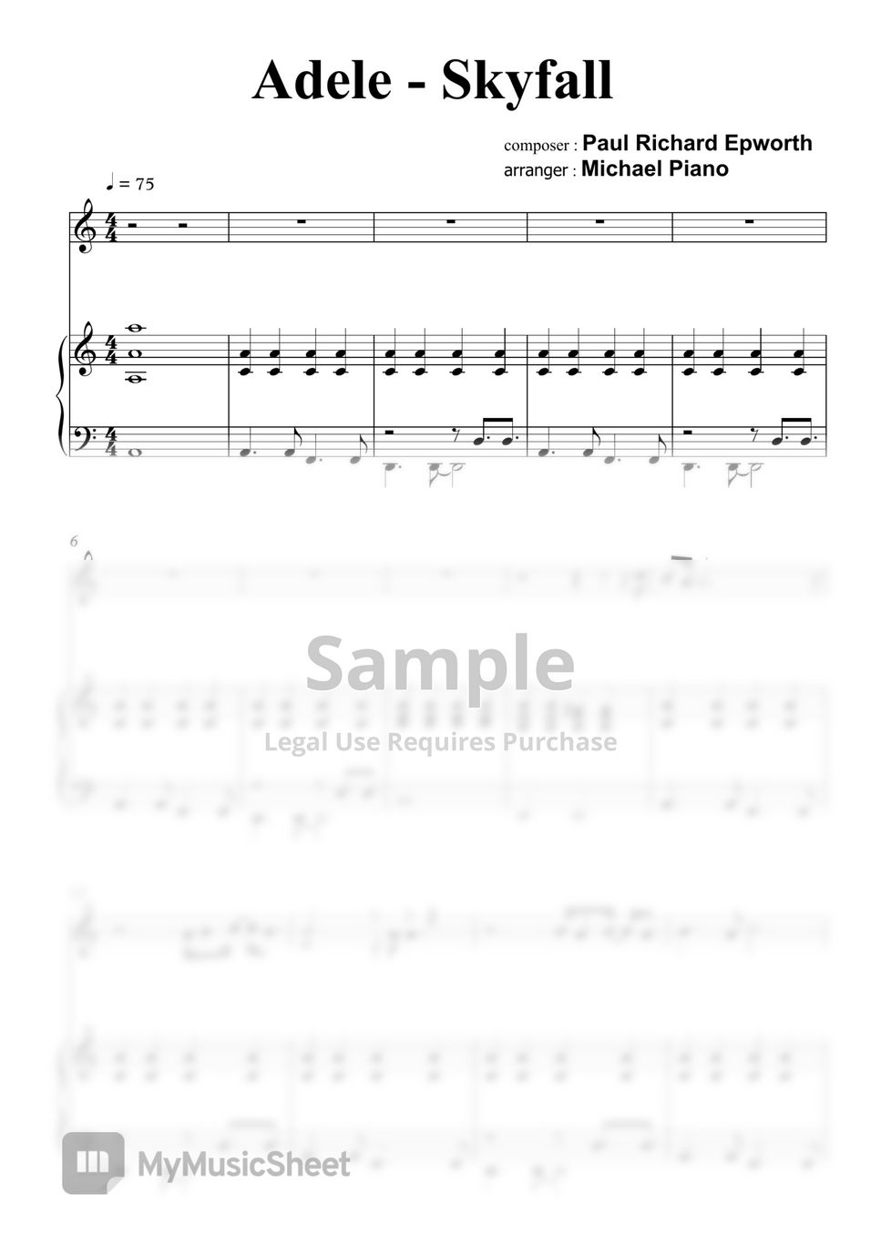 Adele - Adele - Skyfall Sheets by Michael Piano
