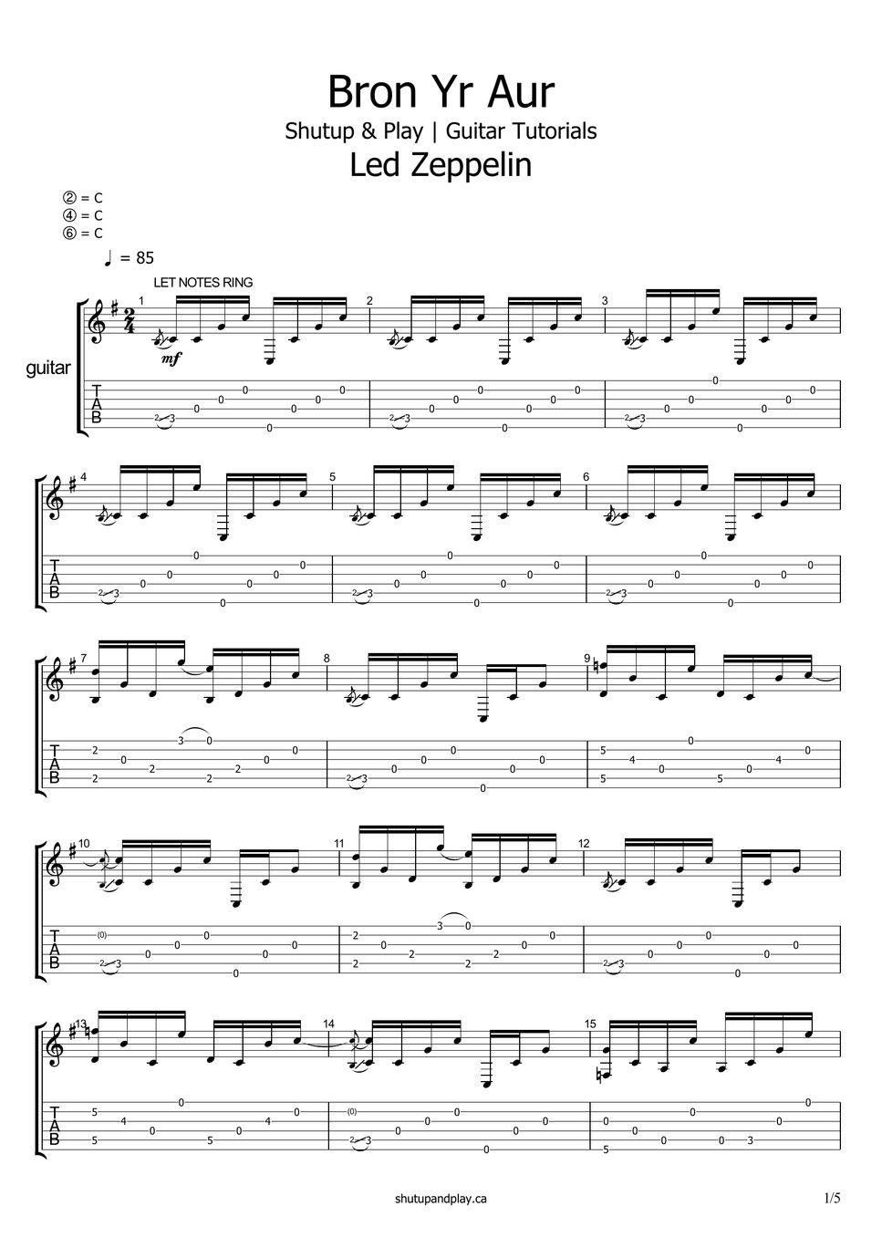Led Zeppelin - Bron-Yr-Aur TAB by Shutup & Play Guitar Tutorials
