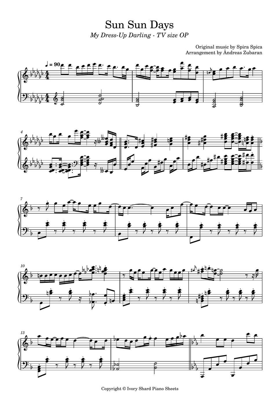 Spira Spica - Sun Sun Days (My Dress-Up Darling - TV Size OP) 악보 by ...