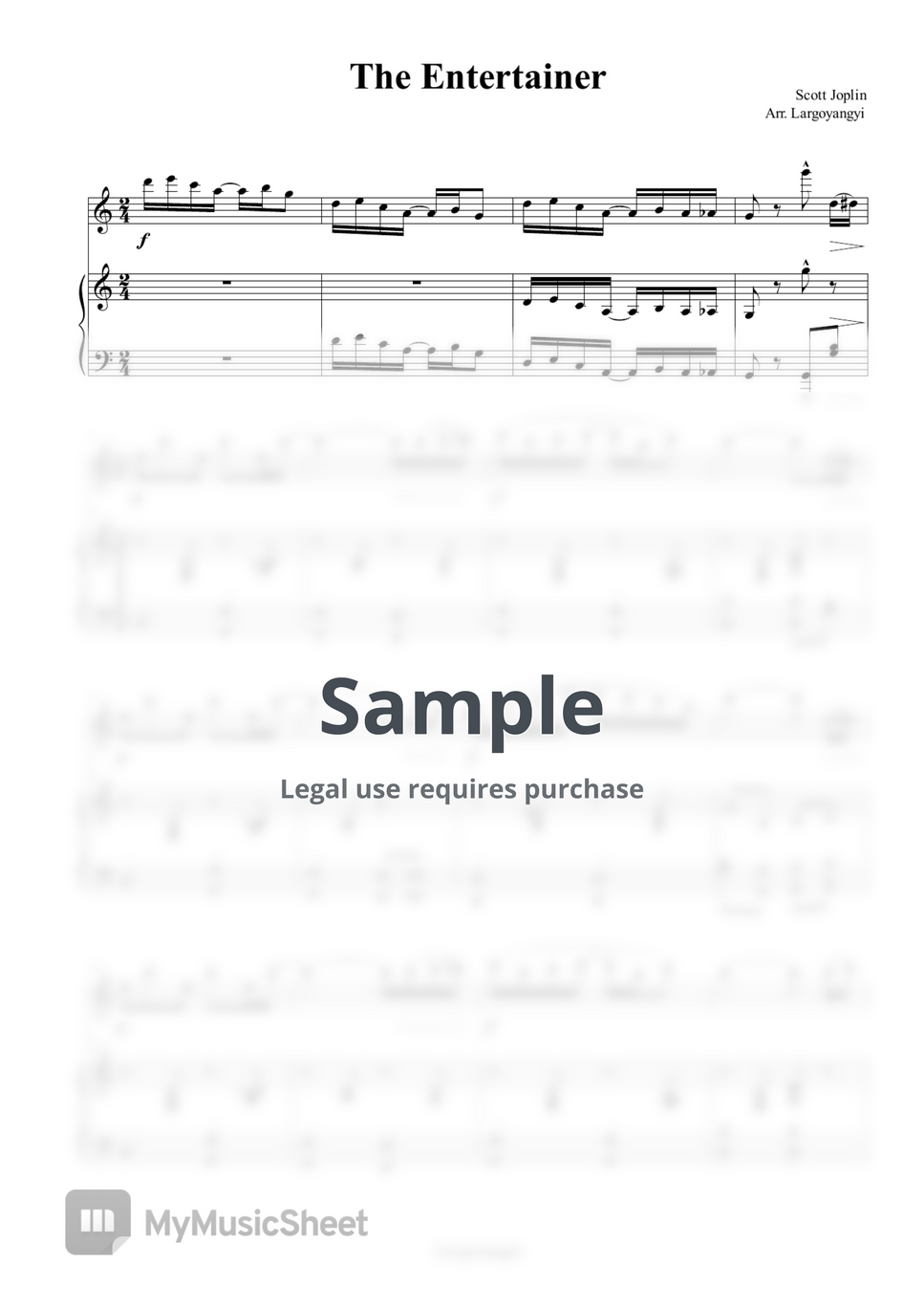 Scott Joplin - The Entertainer 악보 by Largoyangyi