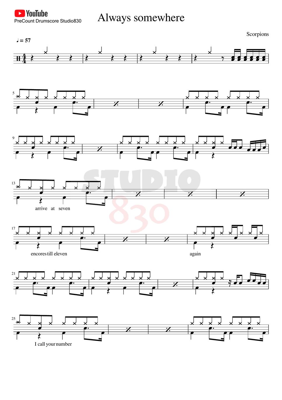 Scorpions - Always_somewhere Notenblatt by Studio830