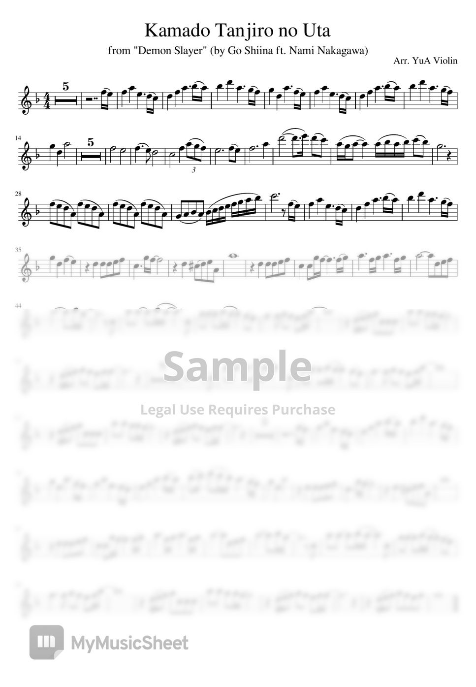 Go Shiina - [FULL] KAMADO TANJIRO NO UTA from "Demon Slayer" (violin ...