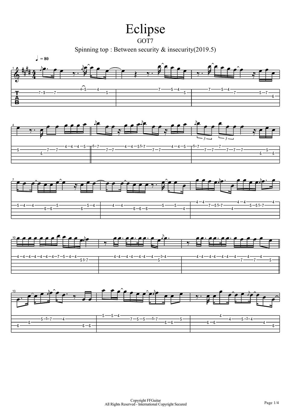 GOT7 - ECLIPSE Guitar Cover TAB
