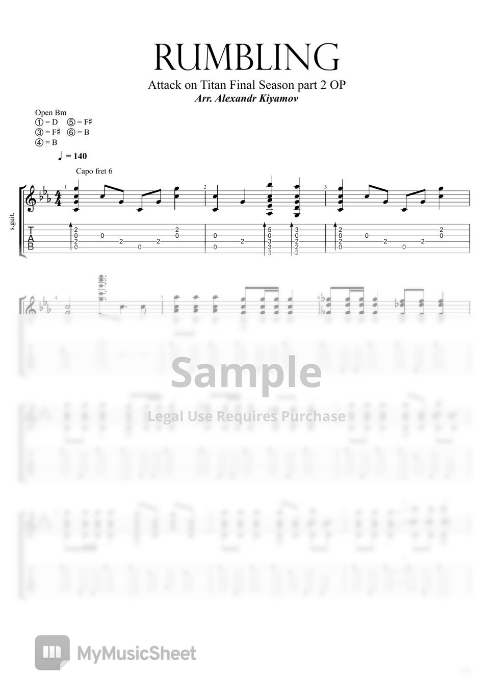 SiM - The Rumbling タブ by Alexandr Kiyamov