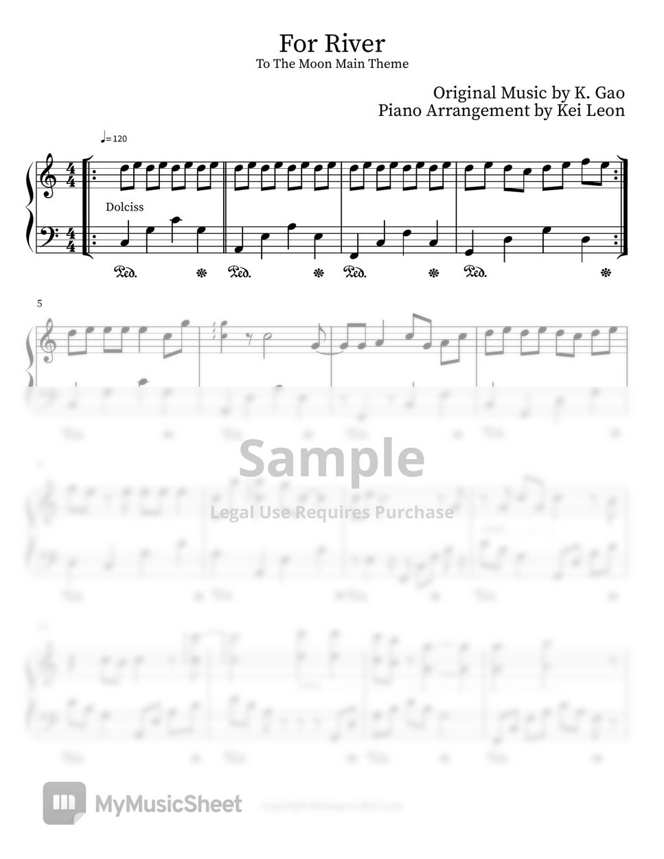 To the Moon - For River (Original Artist Kan Gao) Spartito by Kei Leon