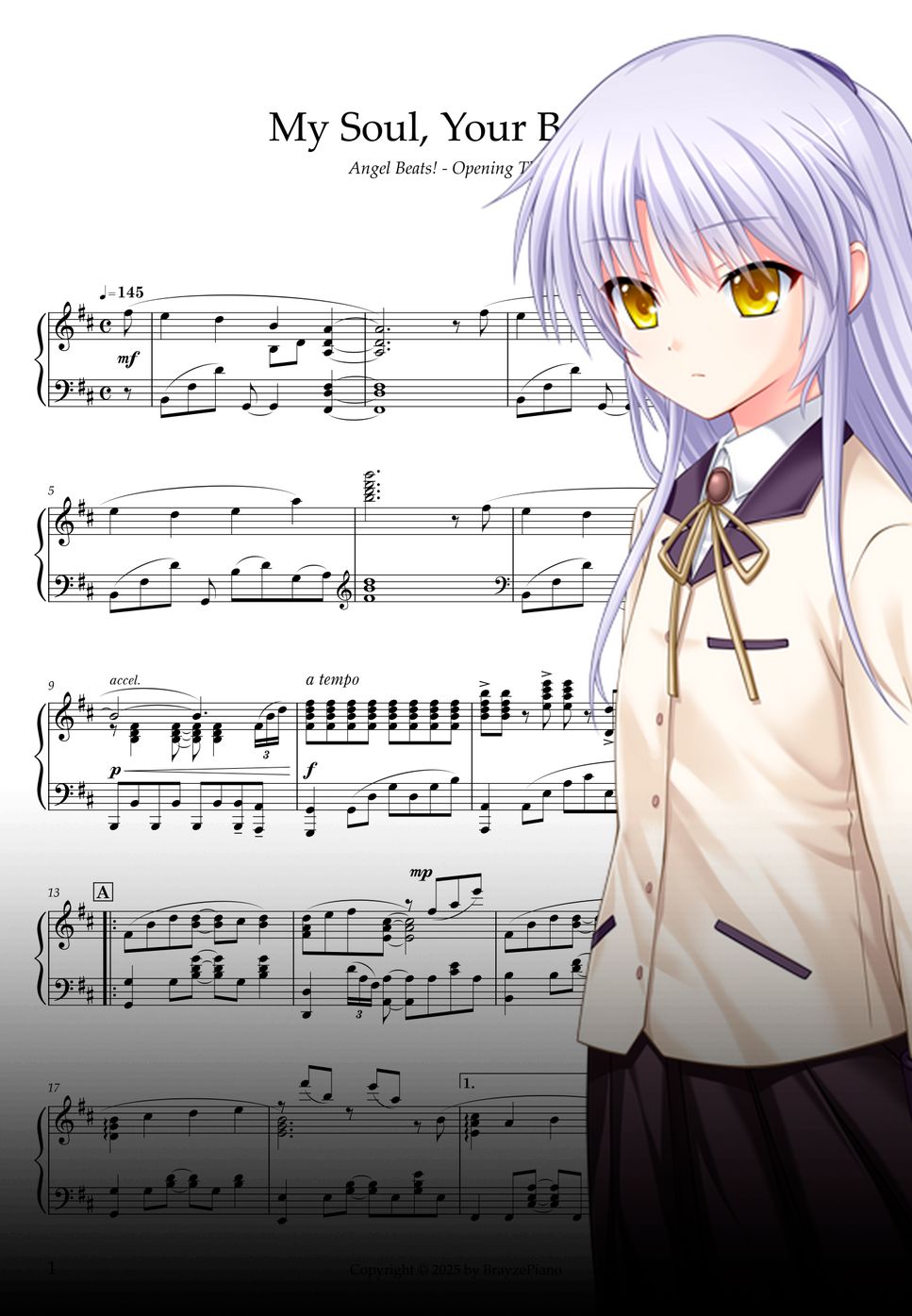 Lia - My Soul, Your Beats! (Angel Beats! OP) Sheet Music by BrayzePiano