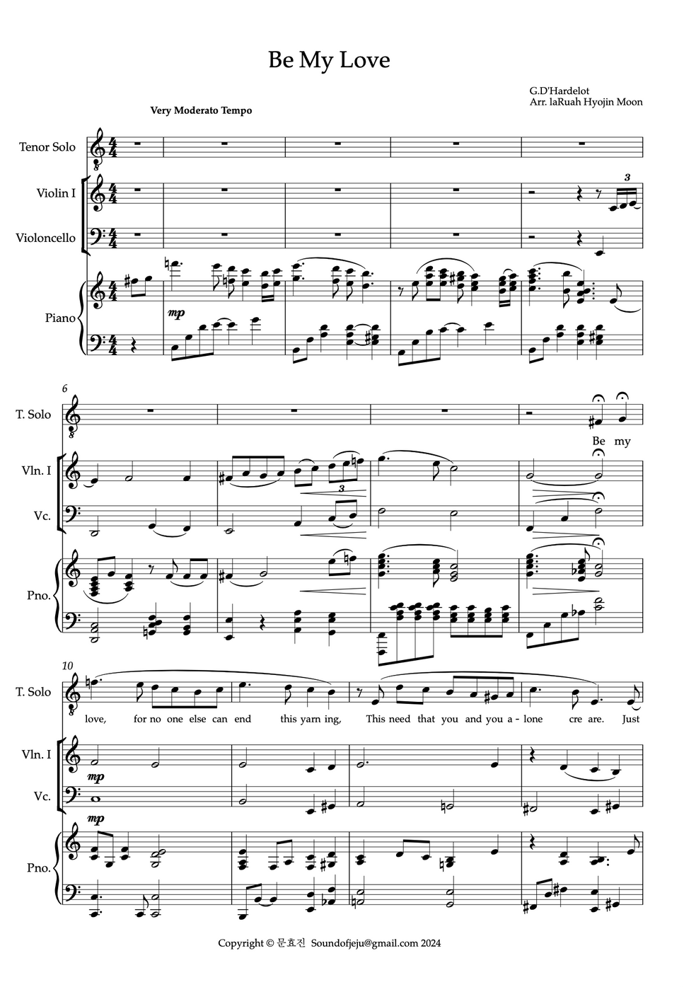 N.Brodszky - Be my love (Tenor+Trio) Partition PDF | laRuah | mymusic5