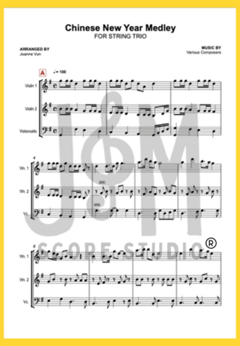 Chinese New Year Medley (String Trio Version) Sheet Music by JOM Score ...