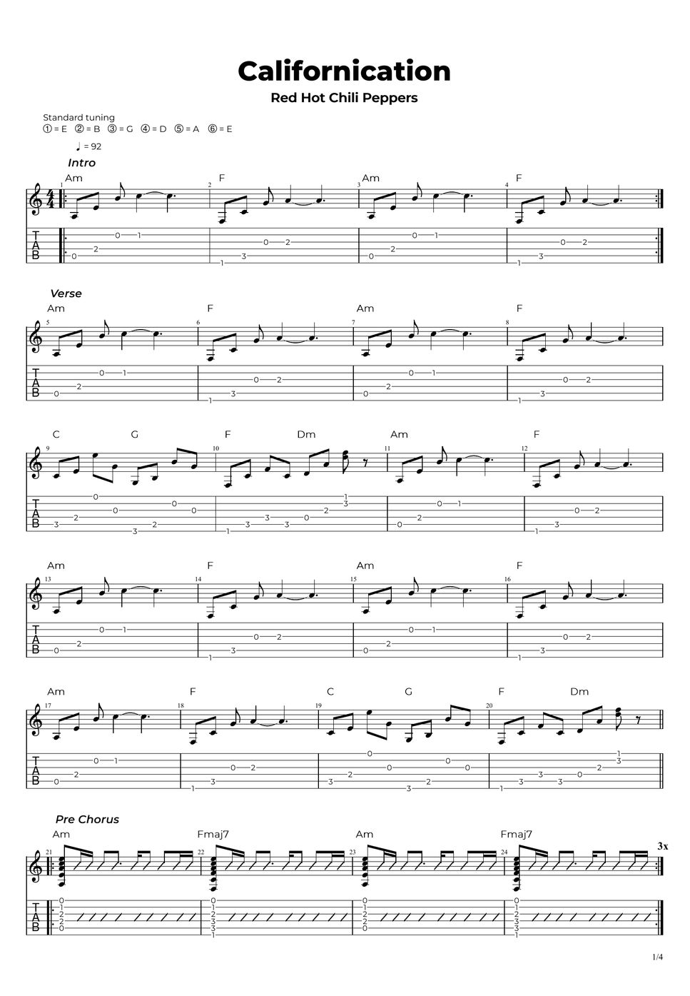 Red Hot Chili Peppers - Californication TAB by Nikola Gugoski