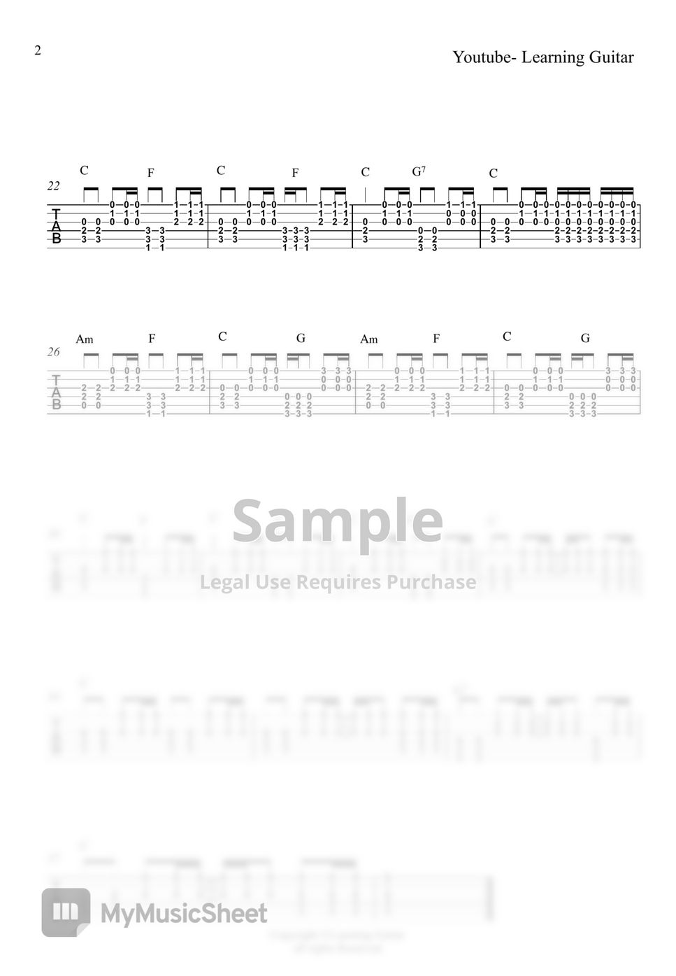 Josh Groban - You Raise Me Up Guitar Rhythm TAB TAB by Learning Guitar