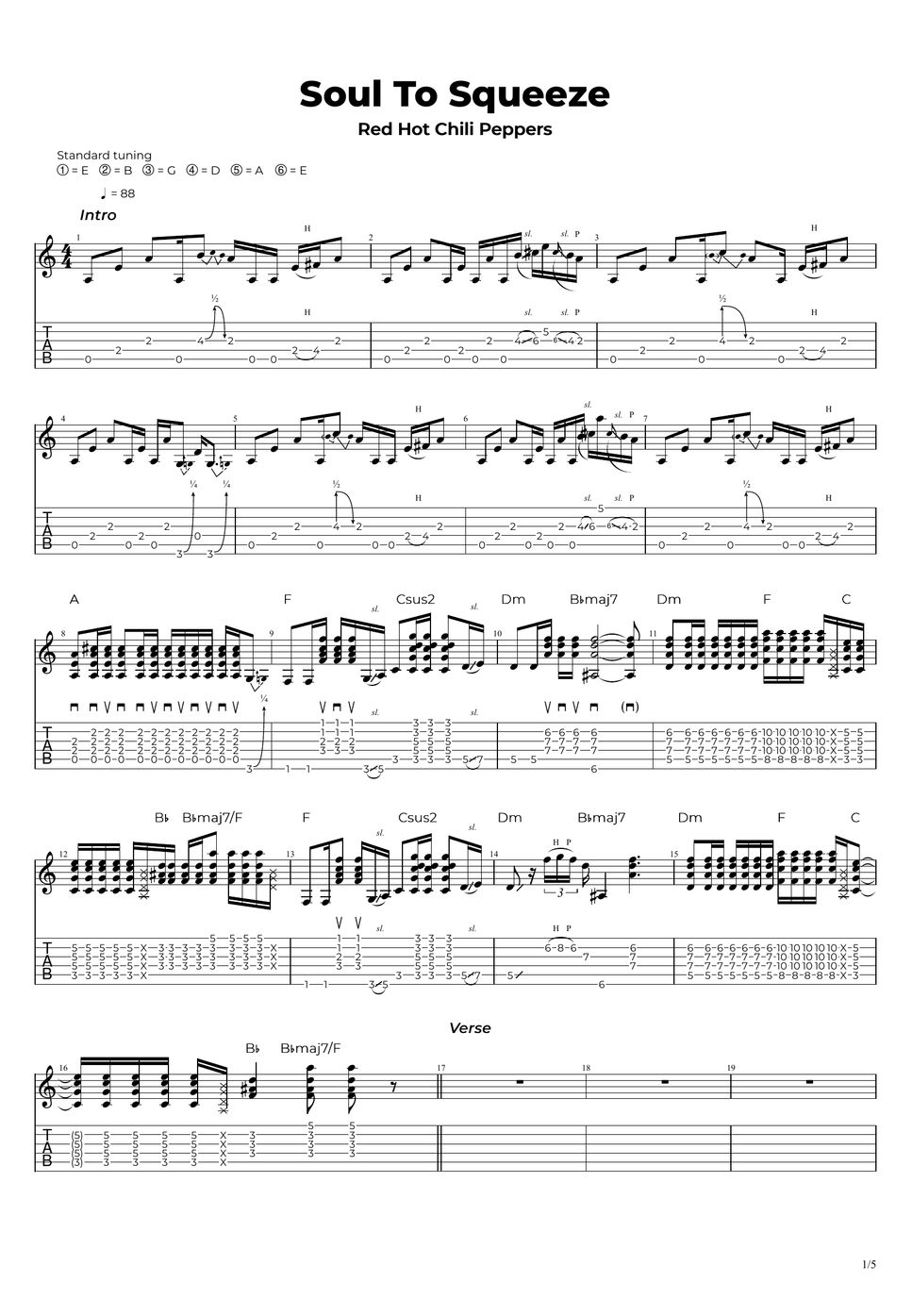 Red Hot Chili Peppers - Soul To Squeeze TAB by Nikola Gugoski