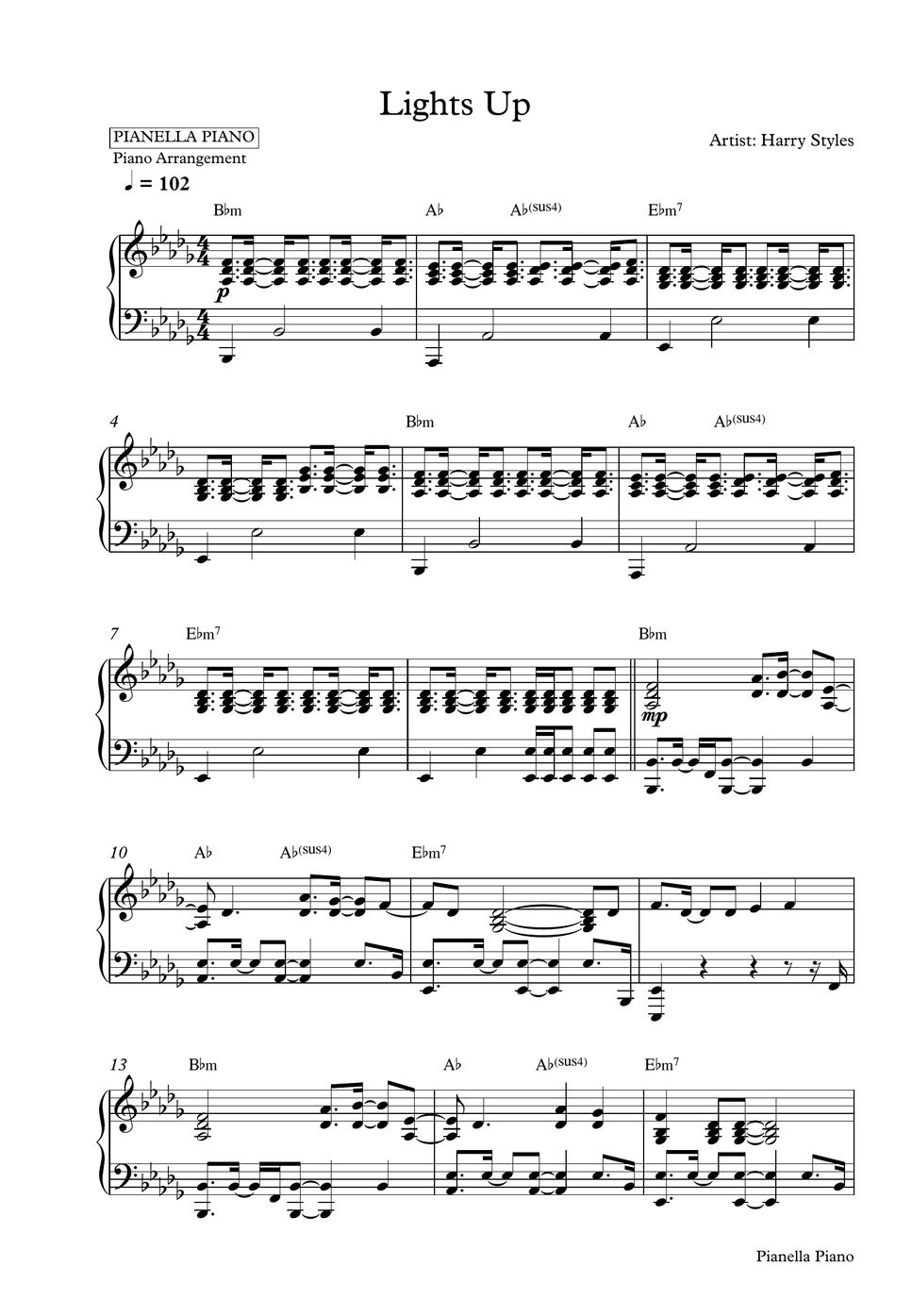 Harry Styles - Lights Up (Piano Sheet) Hoja by Pianella Piano