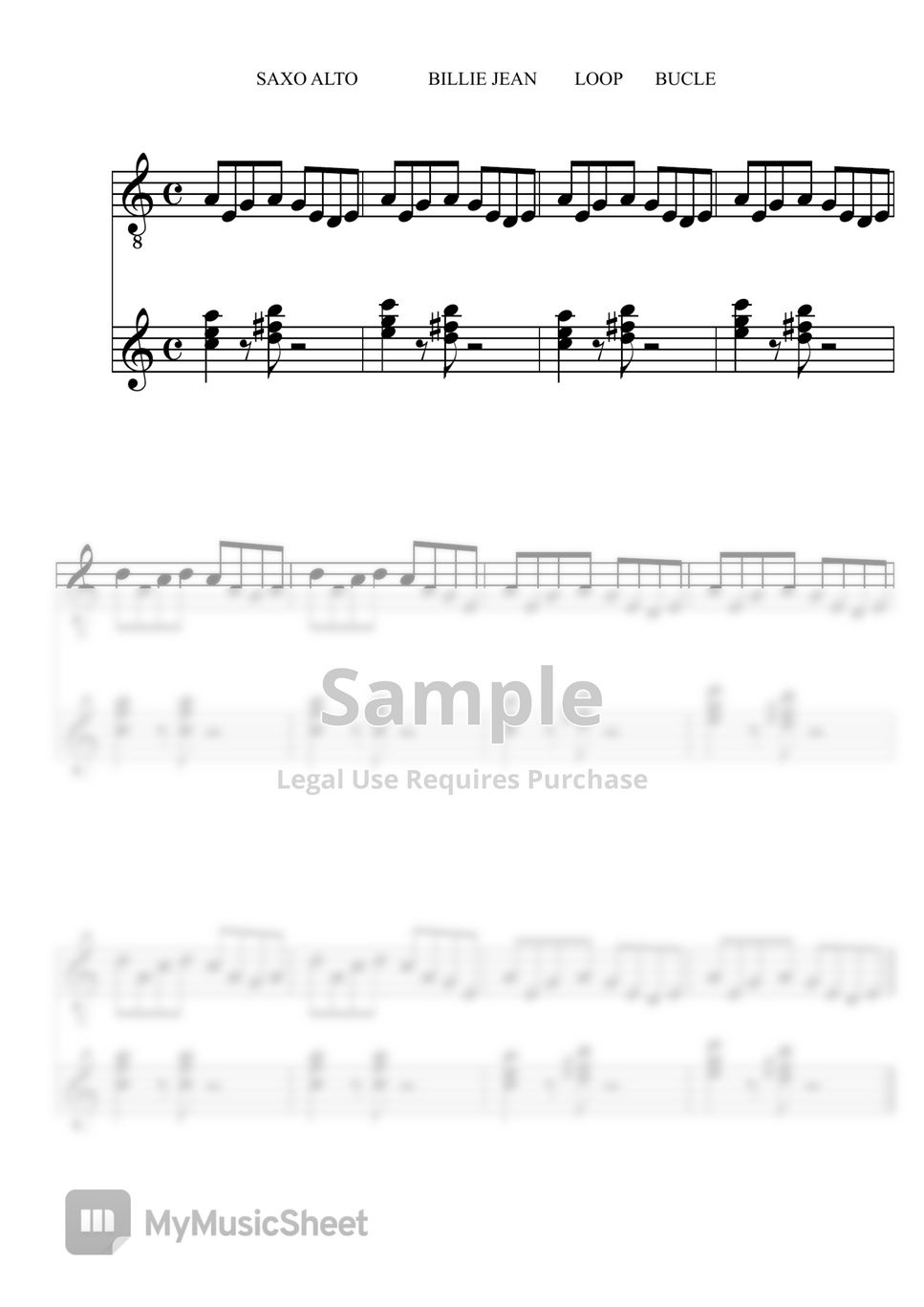 Billie Jean - Michael Jackson (Loop/Alto Sax) Sheet by Ismael Dorado