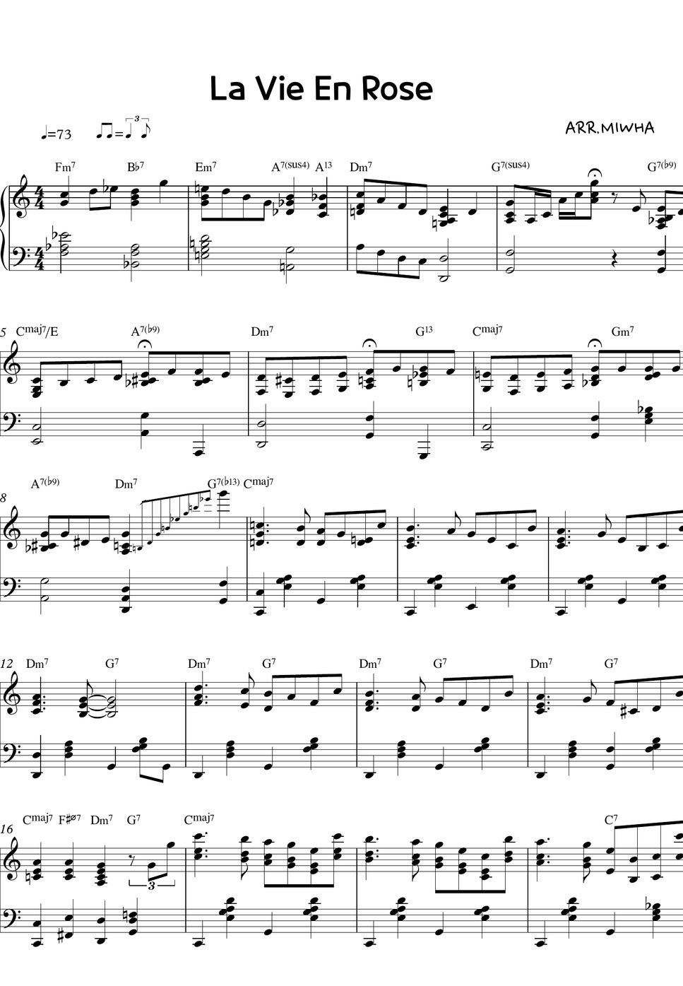 Edith Piaf - La Vie En Rose Partitura by MIWHA