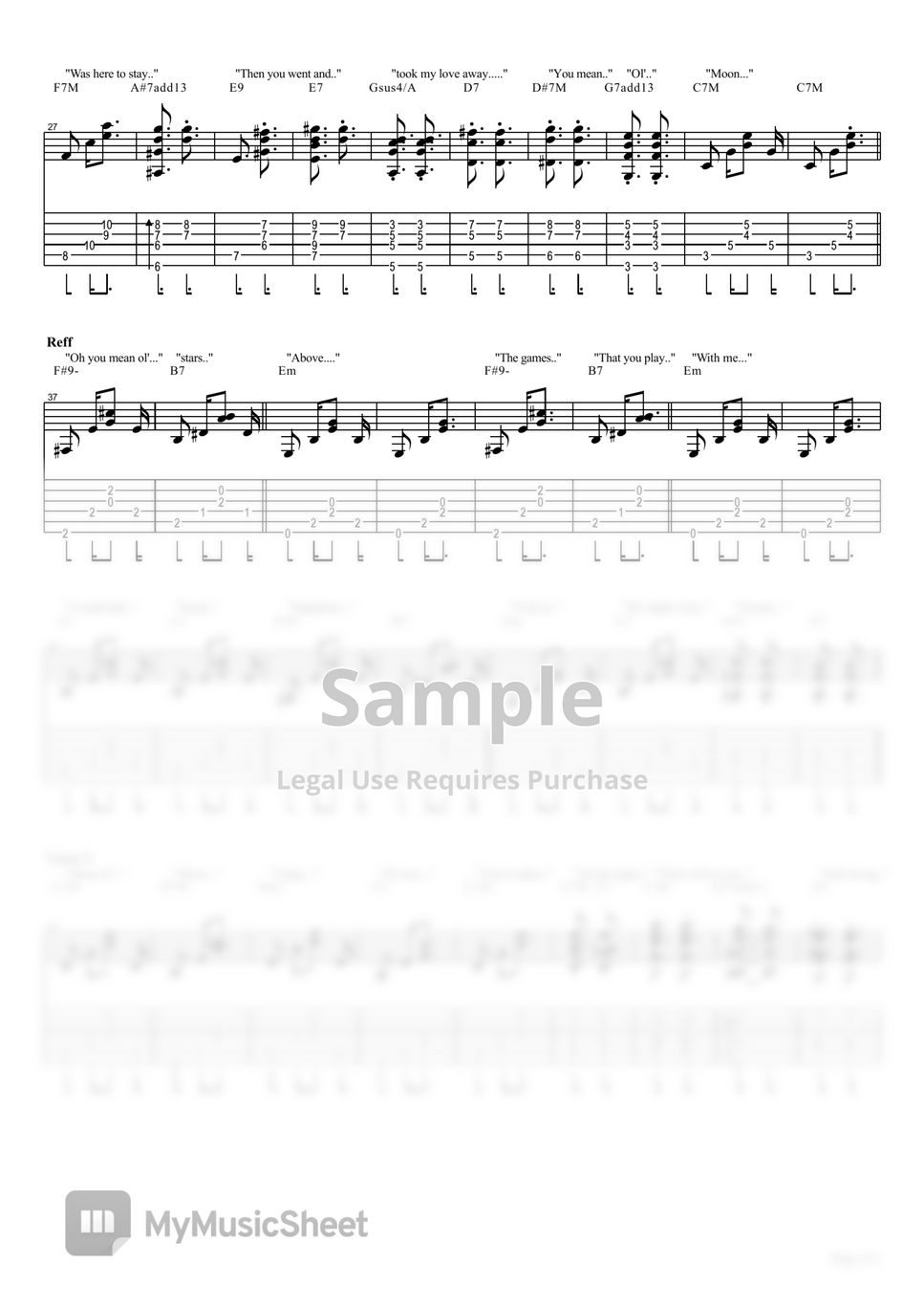 Walter Murphy - Mean Ol' Moon (Swing Version) (Guitar) TAB by TaeHyun ...