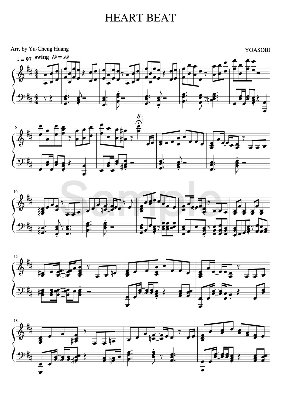 YOASBI - HEART BEAT 악보 by Yu-Cheng Huang