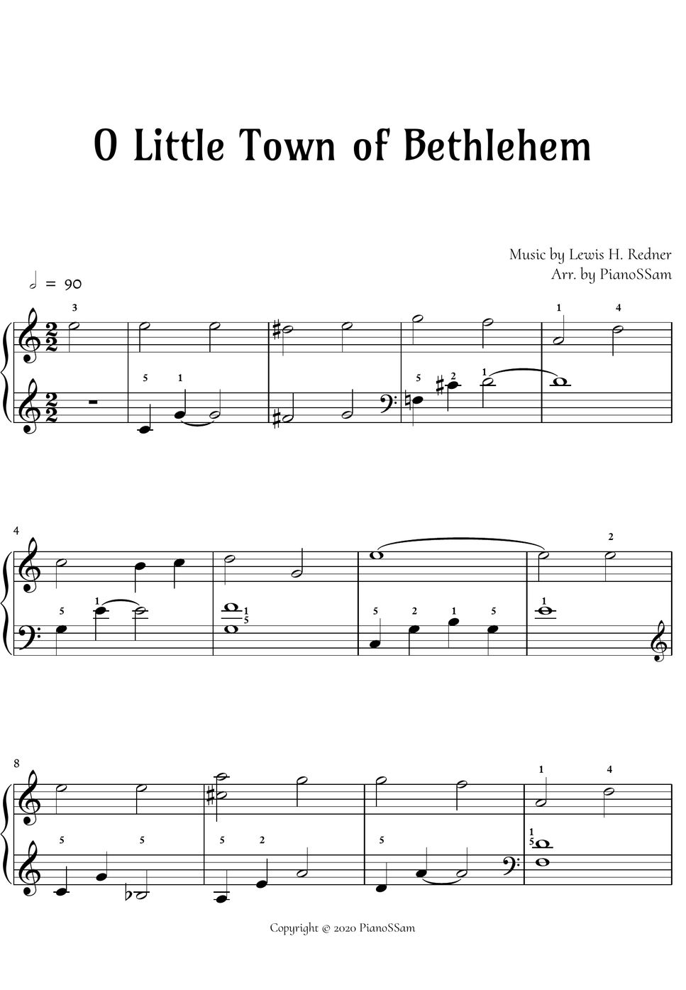 Christmas - [Easy] O Little Town of Bethlehem(오 베들레헴 작은 골) | Piano ...