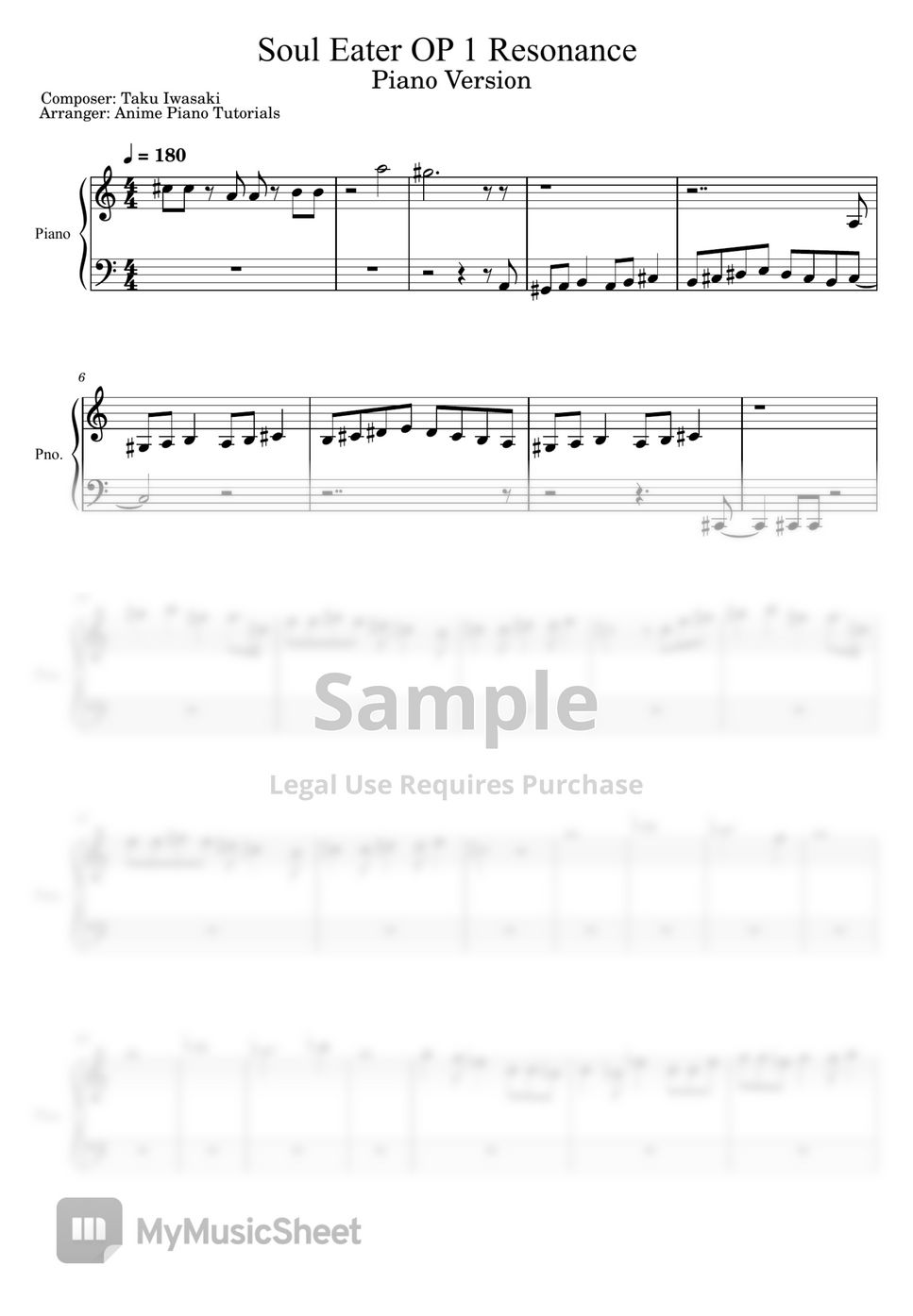 Soul Eater - Resonance Лист by Anime Piano Tutorial