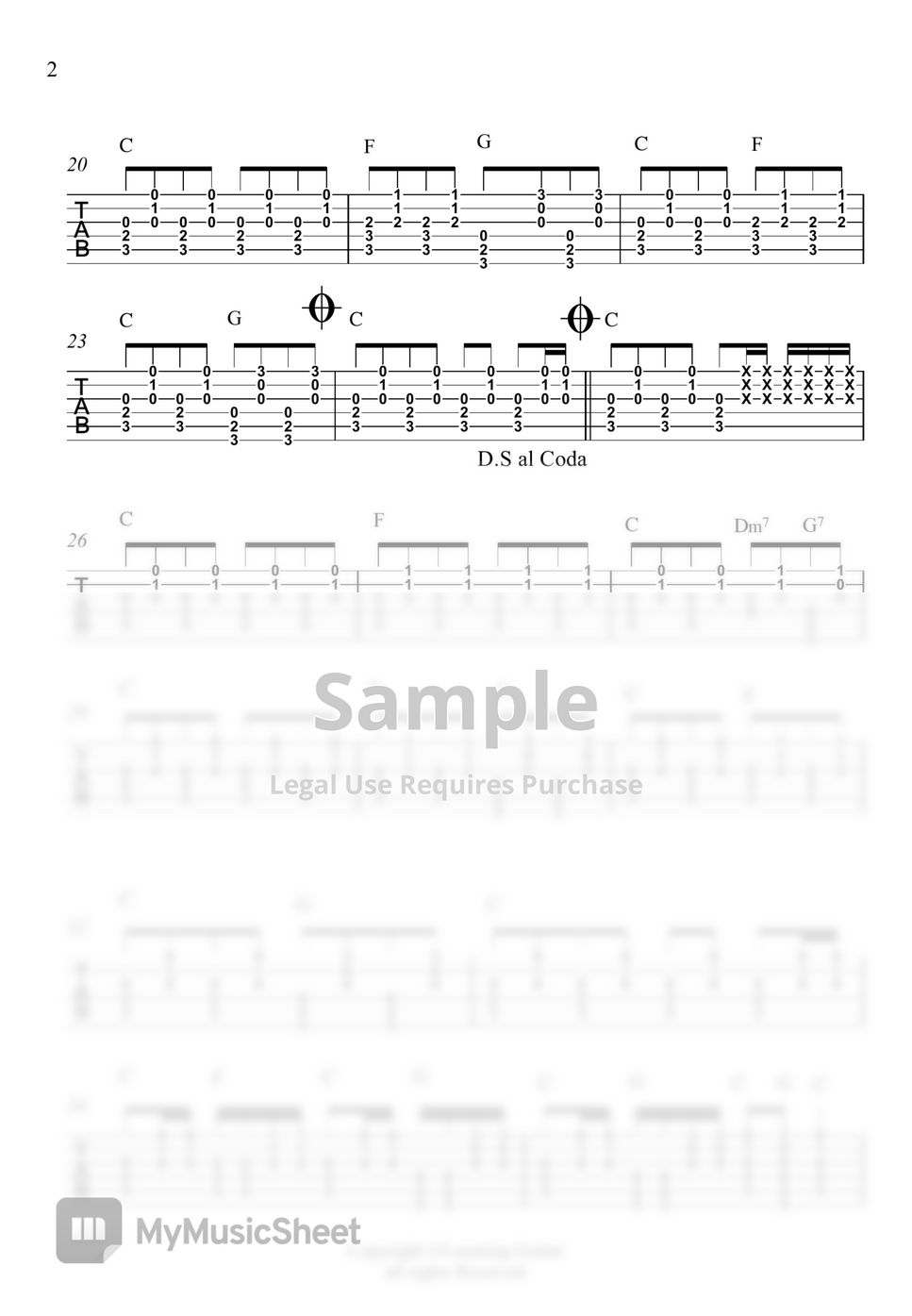 Carpenters - Top of The World Rhythm TAB TAB by Learning Guitar