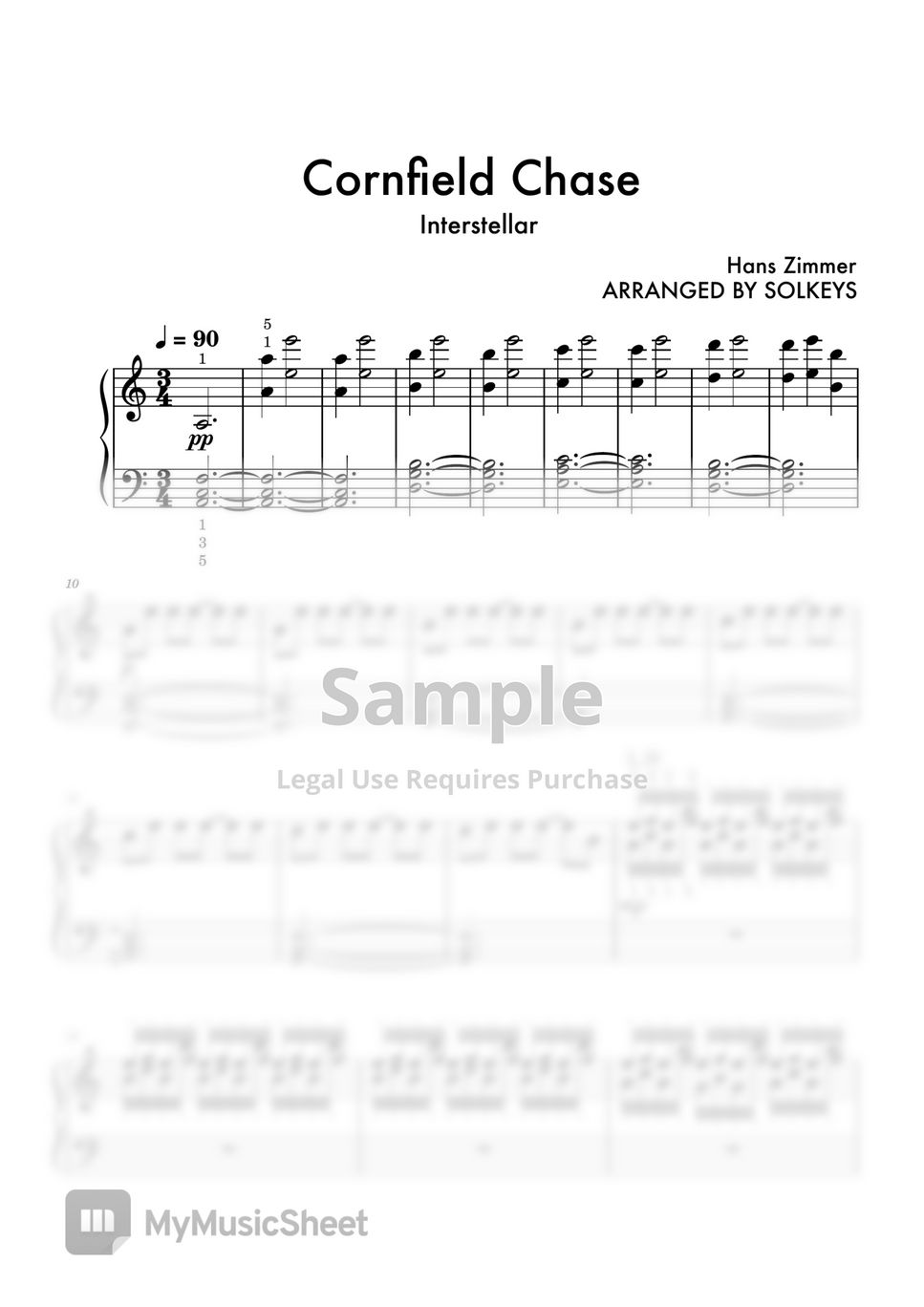 Hans Zimmer - Cornfield Chase 楽譜 by SolKeys