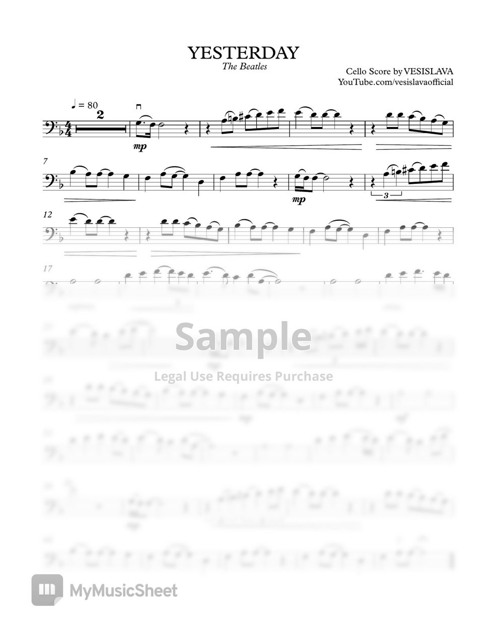 The Beatles - Yesterday (Piano & Cello) Hoja by Vesislava