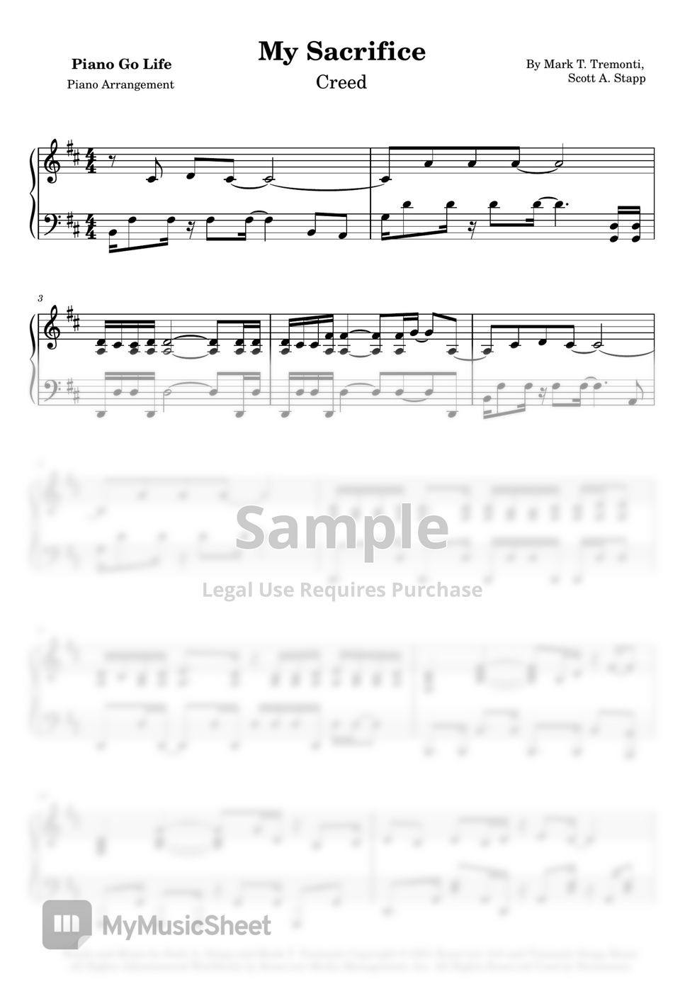 Creed - My Sacrifice 악보 by Piano Go Life