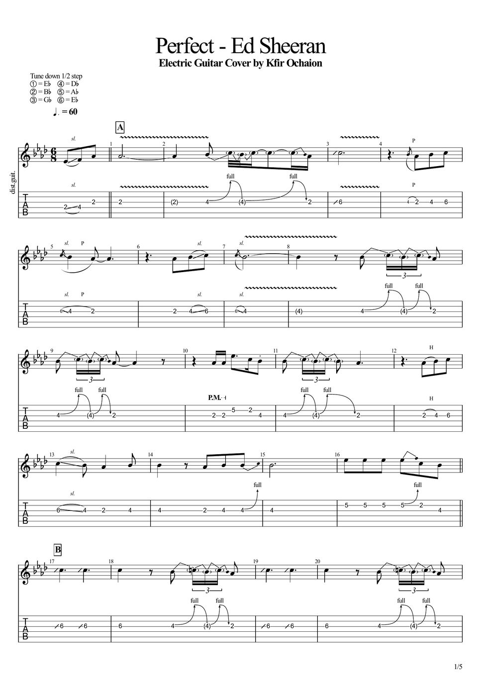 Ed Sheeran - Perfect TAB by Kfir Ochaion