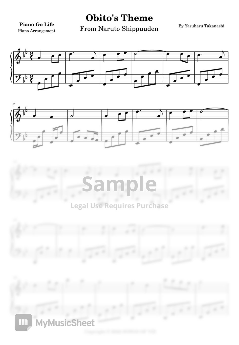 Naruto Shippuden OST III - Obito's Theme 曲谱 by Piano Go Life