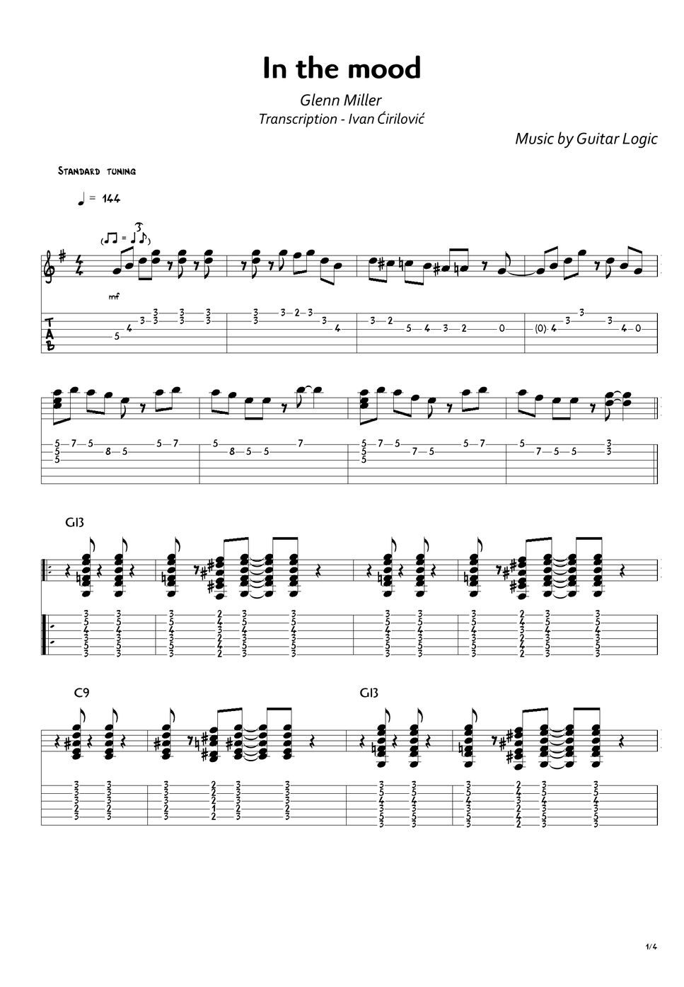 Glenn Miller - In the mood TAB by Ivan Cirilovic