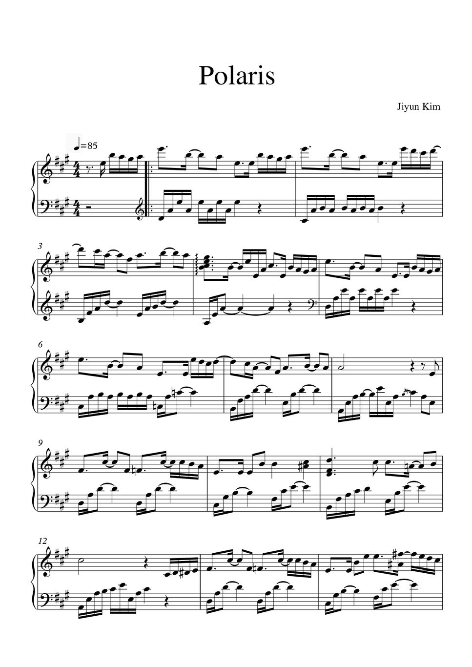 Jiyun Kim(김지윤) - Polaris (클래식/뉴에이지) Sheets